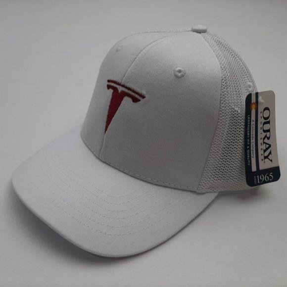 Accessories | Tesla Embroidered Mesh Snapback Cap Hat White Model X Y 3 ...